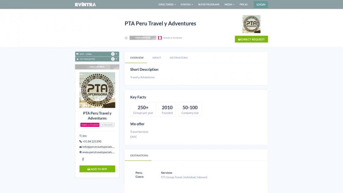 PTA Peru Travel y Adventures - Travel & Tourism | EVINTRA