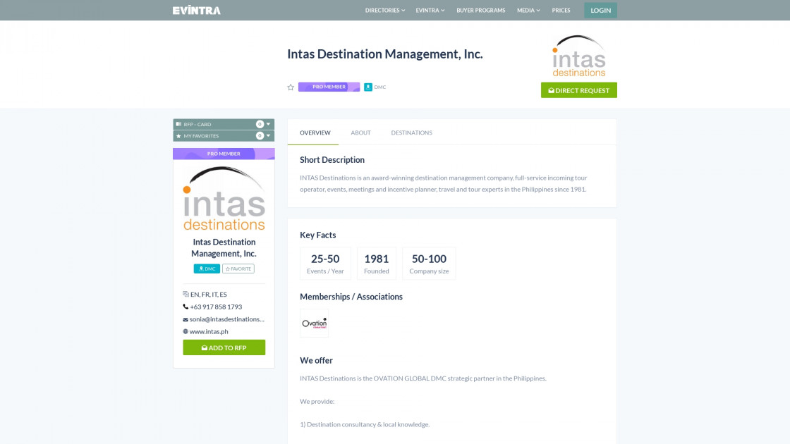 Intas Destination Management, Inc. - DMC | EVINTRA