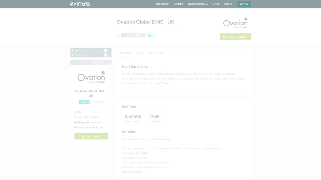 Ovation Global DMC - UK - DMC | EVINTRA