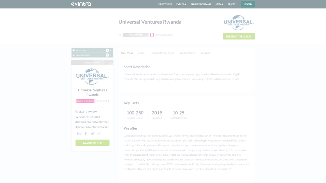 Universal Ventures Rwanda - Travel & Tourism | EVINTRA