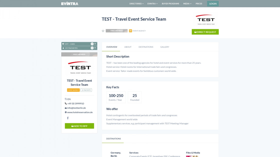 TEST - Travel Event Service Team - Event Agency | EVINTRA