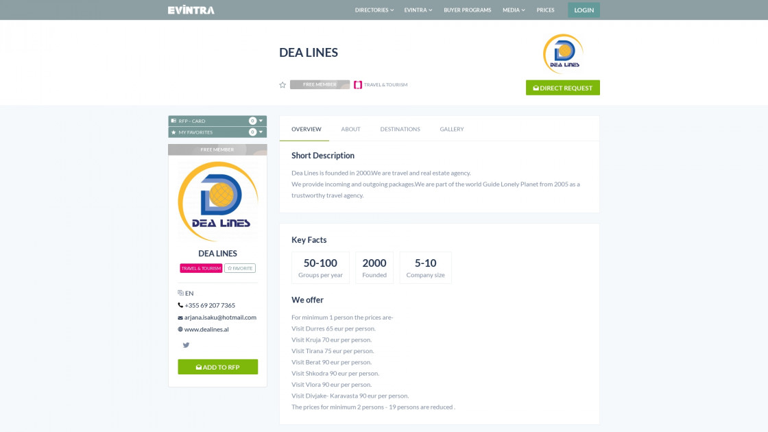 DEA LINES - Travel & Tourism | EVINTRA