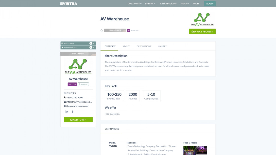 AV Warehouse - Supplier | EVINTRA