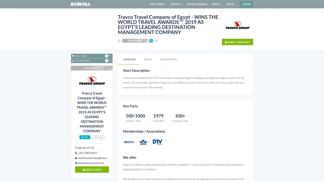 Travco Travel Company of Egypt - WINS THE WORLD TRAVEL AWARDS™ 2019 AS EGYPT'S LEADING ...