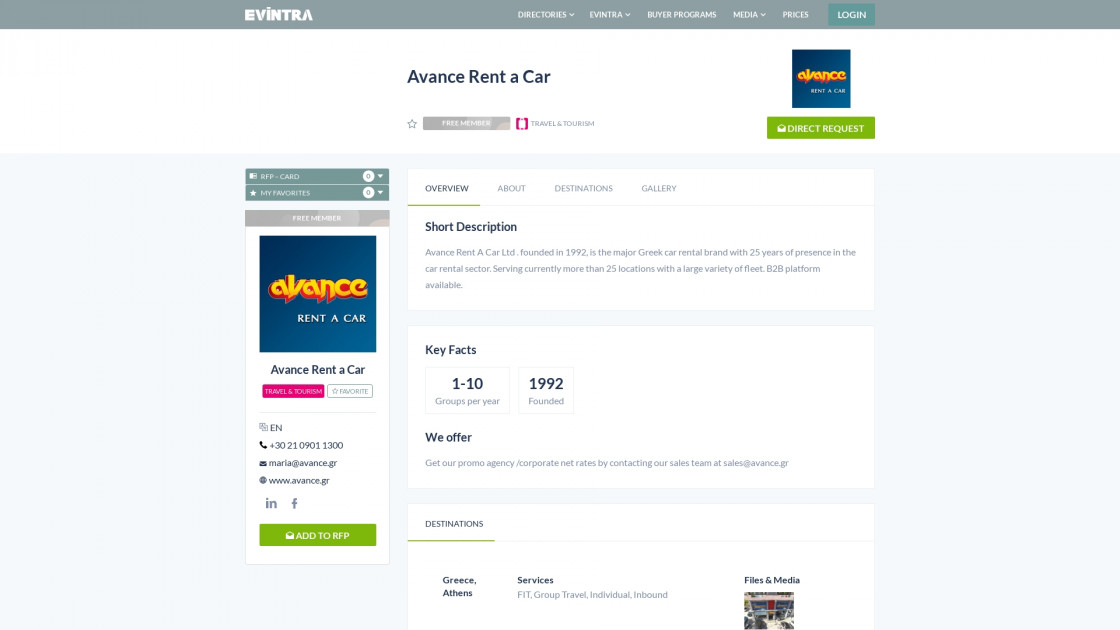 Avance Rent a Car - Supplier | EVINTRA