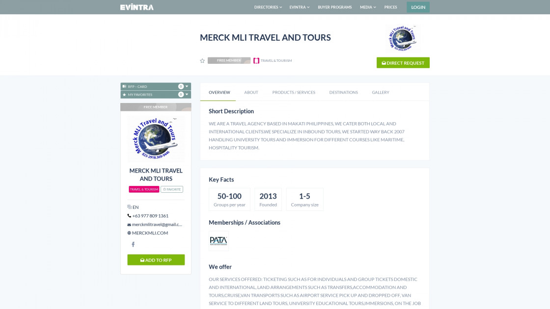 MERCK MLI TRAVEL AND TOURS - Travel & Tourism | EVINTRA