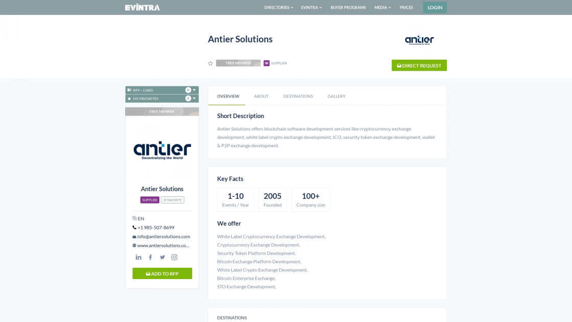 Antier Solutions Supplier Evintra